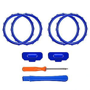 eXtremeRate Matte Chrome Blue Accent Rings Accessories for Xbox One Elite, Elite Series 2 Controller, Replacement Parts Profile Switch Buttons for Xbox One Elite Controller - Pack of 2