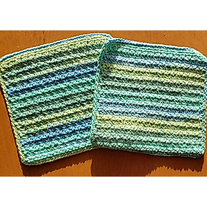 Handmade crochet washcloths, dishcloths * thick and dense *100% cotton set of 2, size 7.5 inches
