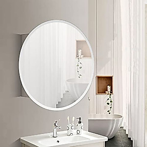 Round Bathroom Mirror Cabinet, Bathroom Wall Storage Cabinet Mirror Medicine Cabinet, Medicine Cabinets for Bathroom with Mirror, for Living Room Bedroom Entryway (Color : White, Size : 63x12x63cm)