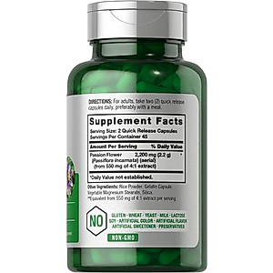 Passion Flower Capsules | 2200mg | 90 Count | Non-GMO & Gluten Free Extract Supplement | by Horbaach