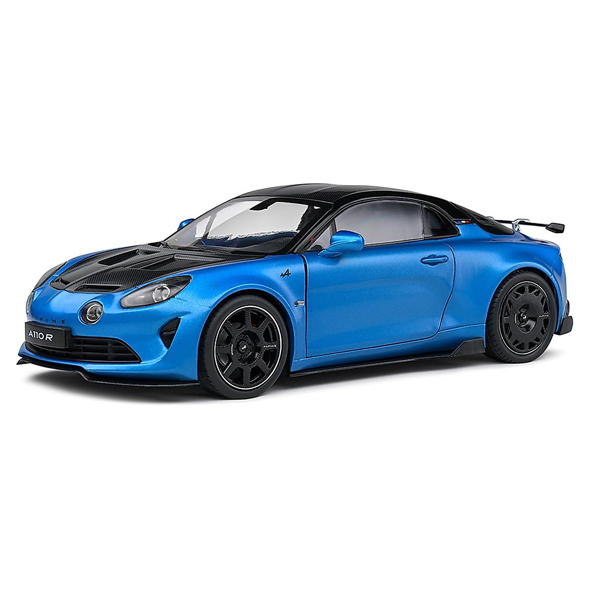 2023 Alpine A100 Radicale Blue Metallic with Carbon Hood and Top 1/18 Diecast Model Car by Solido S1801619