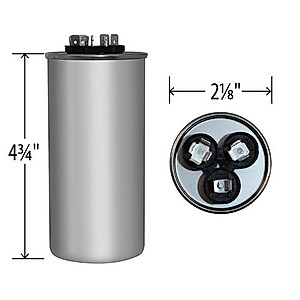 GE Genteq Capacitor round 40/5 uf MFD 440 volt 97F9838 (replaces old GE# Z97F9848BZ2), 40 + 5 MFD at 440 volts