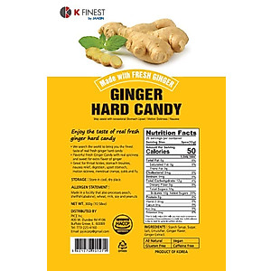GINGER HARD CANDY Made with Fresh Ginger Extra Strength Flavor Individual Wrapped Product of KOREA_300 Grams_10.58oz