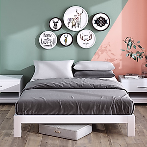 ZINUS Arnav Metal Platform Bed Frame, Wood Slat Support, No Box Spring Needed, Easy Assembly, White, Queen