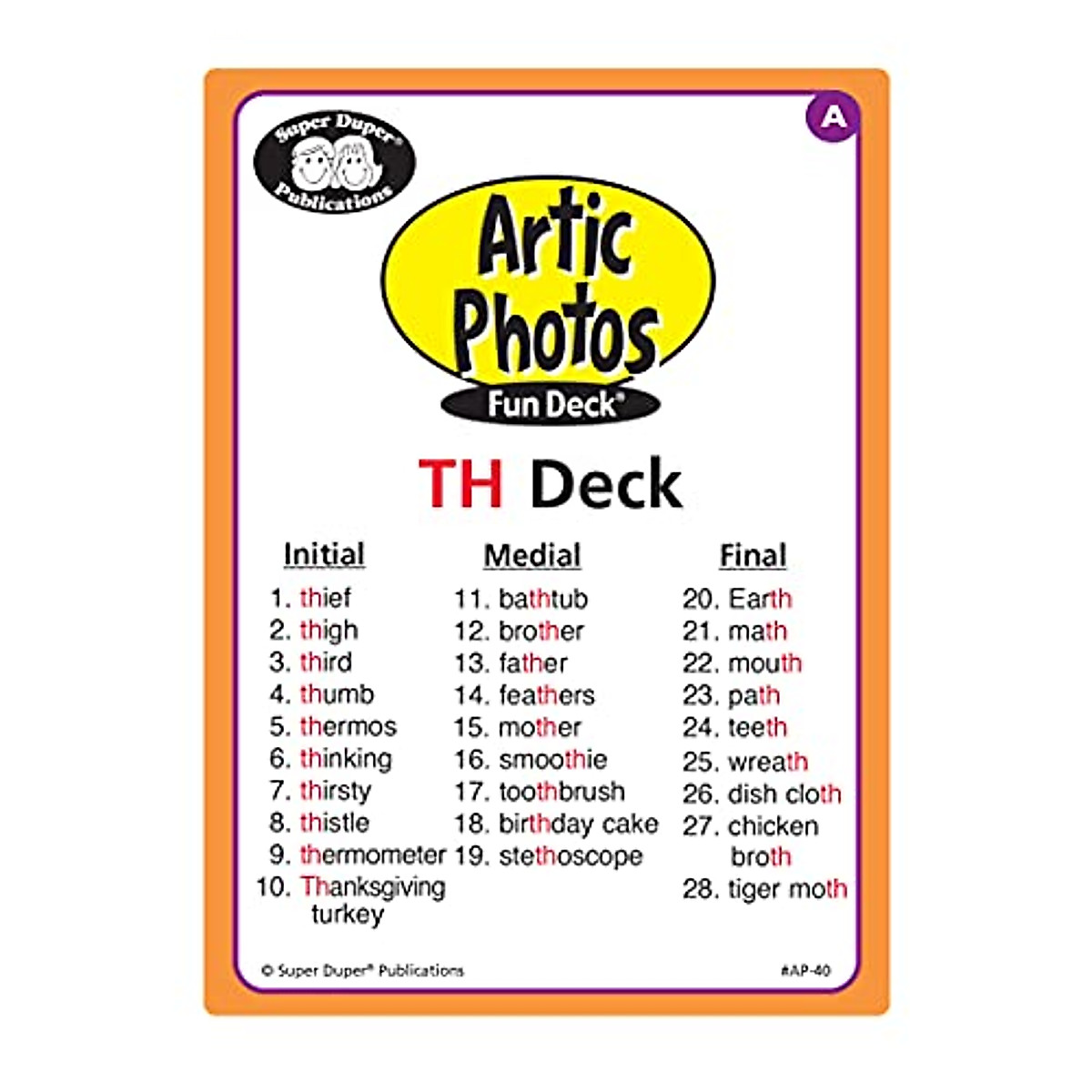 Super Duper Publications | Articulation Photos TH Sound Fun Deck Flash Cards | Educational Learning Resource for Children