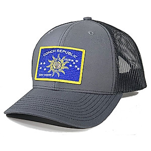 Homeland Tees Men's Key West Florida Conch Republic Flag Patch Trucker Hat - Charcoal