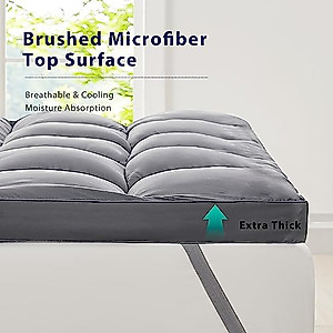 Timimi Mattress Topper Queen - Cooling Pillow Top Mattress Topper Queen Size Extra Thick Plush Bed Topper Down Alternative Overfilled Soft Mattress Pad for Back Pain