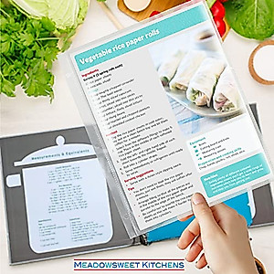 Meadowsweet Kitchens Full Size Clear Plastic Sheets Protector Pages for Recipe Organizer - 20 Clear Sheet Protectors for 3 Ring Binder, Plastic Sleeves for Paper Recipes, 8.5 x 11 Page, 3 Hole Punched