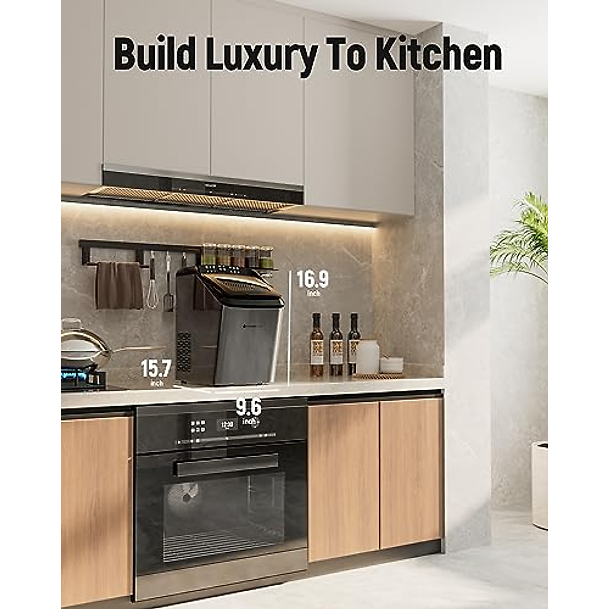 Dreamiracle Ice Maker Machine Countertop Self-Cleaning, 33lbs/24h, Two-Size Bullet Ice Cubes, 2.8L Water Tank, 9 Cubes/Batch