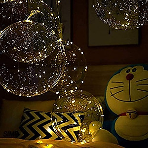 Light Up Led Balloons, 18 Packs Party Balloon Cell Battery Included Inflated Size 22 Inches 3 Modes Flashing String Lights Clear Balloon, for Birthday Wedding Decorations (Warm White)