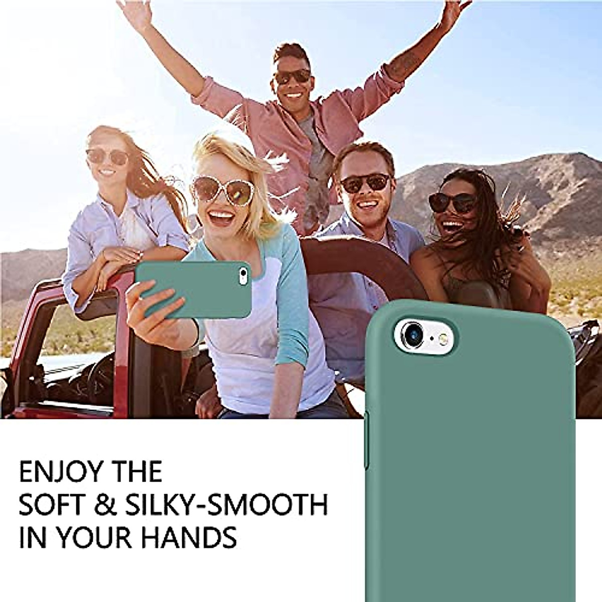 GUAGUA iPhone 6s Case iPhone 6 Case Liquid Silicone Soft Gel Rubber Slim Thin Light Microfiber Lining Cushion Texture Cover Shockproof Full Body Protection Phone Cases for iPhone 6/6S Pine Green
