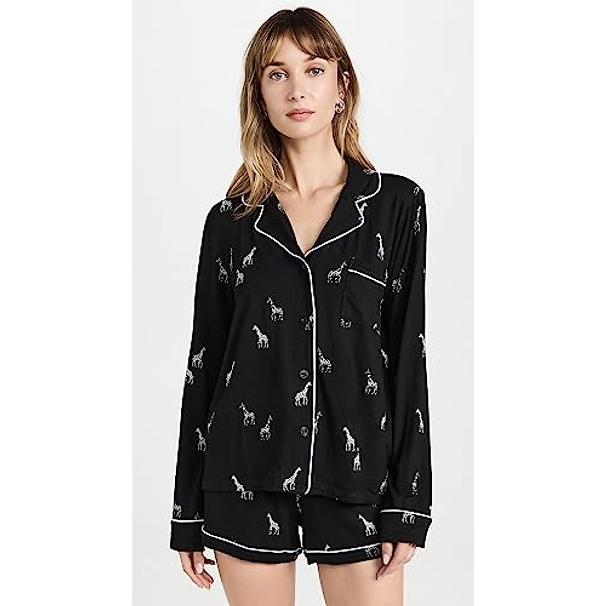 PJ Salvage Women's Loungewear Giraffe Manor Pajama Pj Set, Black, M