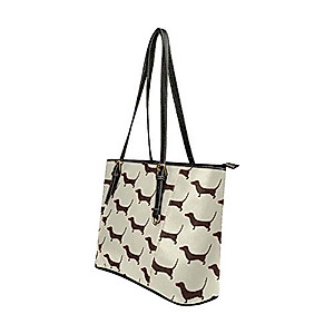 InterestPrint Tote with Shoulder Length Handles Purses Cute Brown Little Dog Wearing Red Nose