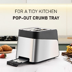 Touch Screen Toaster 2 Slice, KETIAN Bagel English Muffins Toast Pastry Waffles Grain Sweet Bread Toaster, Extra Wide Slots Single Slot Toasting Automatic Lifting, 1400w