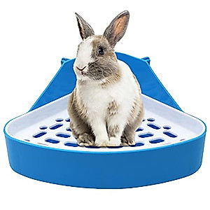 Rabbit Litter Box Pet Corner Litter Box Pet Potty Trainer Toilet for Small Animal Hamster Chinchilla Guinea Pig Cat Bunny Ferret (Blue)