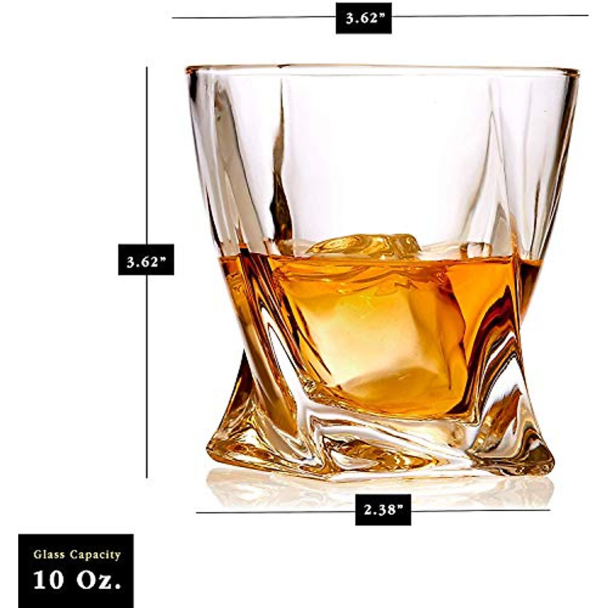 Whiskey Glasses set of 6 Crystal Old Fashioned Rock Glass Scotch Bourbon and Spirits 10 Ounce Liqueur Tumbler Thick Weighted