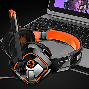 STOGA Professional Gaming Headset with 50MM Comfy Earmuffs, Over Ear Headphones with Noise Canceling Microphone & LED Light, Compatible with PS4, Xbox One, Switch, PC, PS3, Mac, Laptop