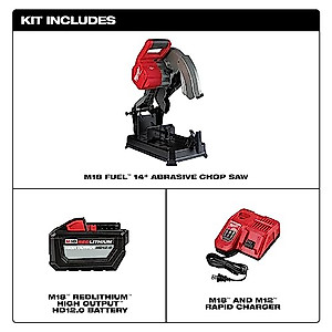 Milwaukee 2990-21HD M18 FUEL Brushless Lithium-Ion 14 in. Cordless Abrasive Chop Saw Kit (12 Ah)