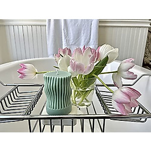 Twigs & Birch Curvy Pillar Candle (1 Pistachio Green Artisan Hand Made) | 100% Natural Unscented Soy Beeswax Candles for Gift | Smokeless Non-Toxic Air-Purifying | Canadian Made, Slow Burning 4x3