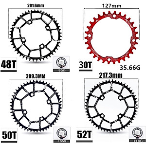 YBEKI 30T 32T 34T 36T 38T 40T 42T 44T 46T 48T 50T 52T Chainring 104BCD Round Oval Narrow Wide Single Bike Chainring for 8 9 10 11 Speed Mountain Bike Road Bike MTB BMX (black round, 34T)