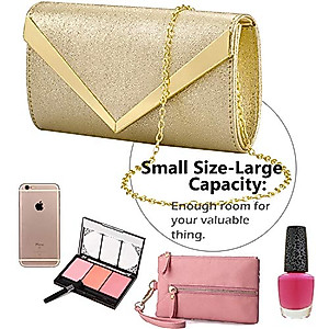 BENCOMOM Women's Gold Clutch,Gold Evening Clutch Purses For Women Evening Gold Clutch Bags Shoulder Crossbody Handbags Bridal Prom Wedding Party gold Purse