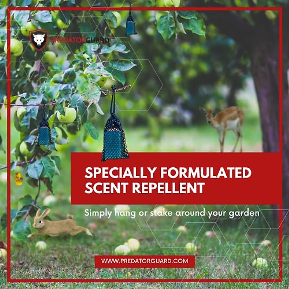 Predator Guard Rabbit Repellent Outdoor Plants Pouches - Stop Rabbits, Deer, and Rodents from Eating Plants Gardens and Vegetables - 10 Pack Lasts 12 Months - All Natural Ingredients