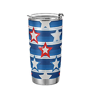 HXshaoye stripe stars 4th Of July Independence Day Stainless Steel straw water bottle with Straw Lid travel coffee mug for hot and cold drinks safe insulated coffee tumbler botellas para agua termica
