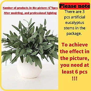 ANNIE&PANDA 3 Pack Faux Real Touch Artificial Eucalyptus Stems with Seeds 31'' Tall Fake Plants Leaves Olive Tree Branches Faux Greenery Stems for Bridal Wedding Bouquet Vase Table Centerpiece Decor