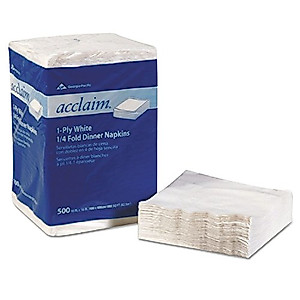 Acclaim 36202 1/4 Fold Paper Dinner Napkins, White, 1-Ply, 16-Inch x16-Inch, 500/PK, 8 PK/CT
