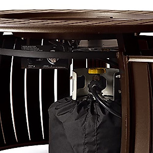 Round 44 in. x 44 in. Aluminum Propane Fire Pit Table with Glass Beads, Two Covers, Lid, 57,000 BTUs in Brown Finish