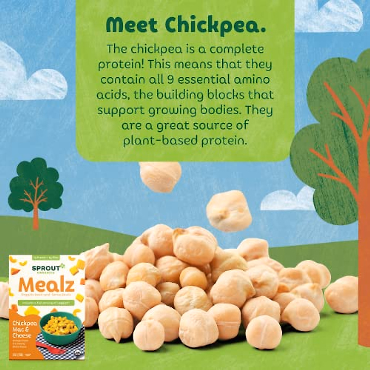 Sprout Foods Organics, Big Kid Mealz, Chickpea Mac & Cheese, Organic Microwavable 6 oz Bowl (8-count)