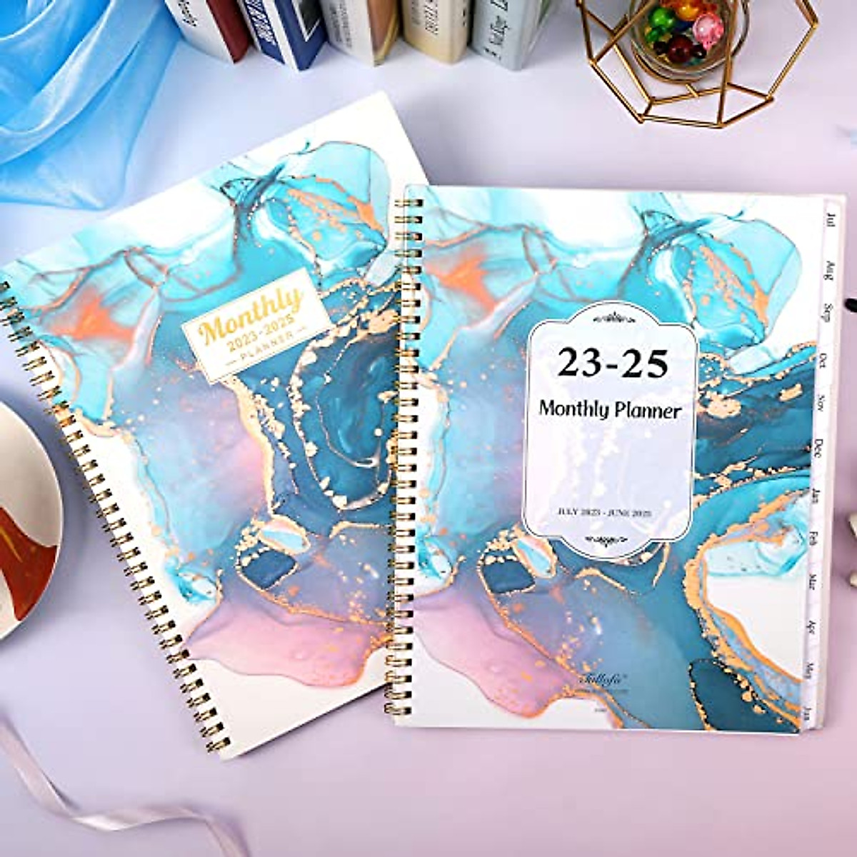 2023-2025 Monthly Planner/Calendar - Jul. 2023 - Jun. 2025, Monthly Planner 2023-2025, 8.5" × 11", Two-Year Monthly Planner with Flexible Cover, Monthly Tabs, Pockets - Pink Waterink