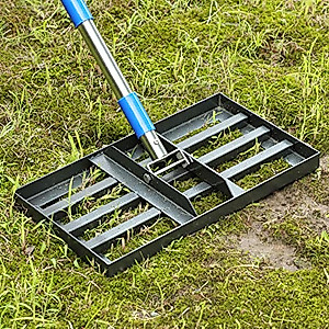 Lawn Leveling Rake, Stainless Steel Rakes for Lawns Heavy Duty, 70" Dirt Leveling Tool Landscape Rake Long Handle for Garden Backyard Golf
