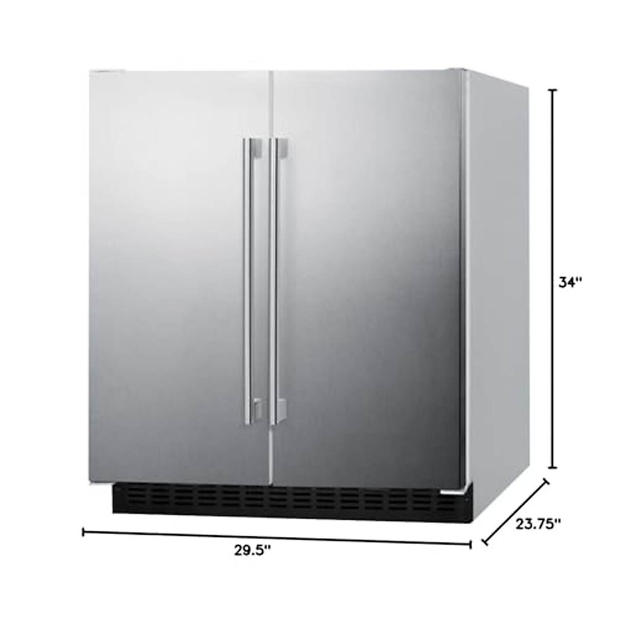 FFRF3075WSS 30" Side-by-Side Compact Refrigerator and Freezer with 5.4 cu. ft. Capacity LED Lighting Frost Free Operation High Temperature and Open Door Alarm in Stainless Steel and White Cabinet