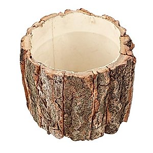 Cabilock Wood Flower Container Bark Flower Pot Small Wooden Bucket Barrel Planters Rustic Flower Planters for Indoor Home Decor Small Plants Holder 8cm