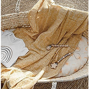 Little Jump 3 Pack Muslin Swaddle Blankets -Boho Baby Blanket Neutral for Boys & Girls- Large 47 x 47 inches,Swaddle Blankets Muslin Receiving Blanket Wrap (3 Pack Sunshine & Moon)