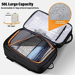 HOMIEE Carry On Luggage 22x14x9 Airline Approved Travel Laptop Backpack, 50L Expandable Suitcase Extra Large Daypack Weekender Overnight Duffel Bag Fits 17.3/18 Inch Computer