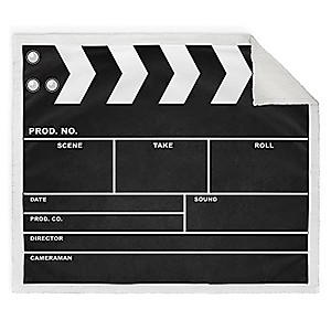 Jekeno Movie Clapboard Black Blanket Soft Warm Print Throw Blanket Ligtweight Durable Cozy for Movie Lover Adult Gift 50"x60"