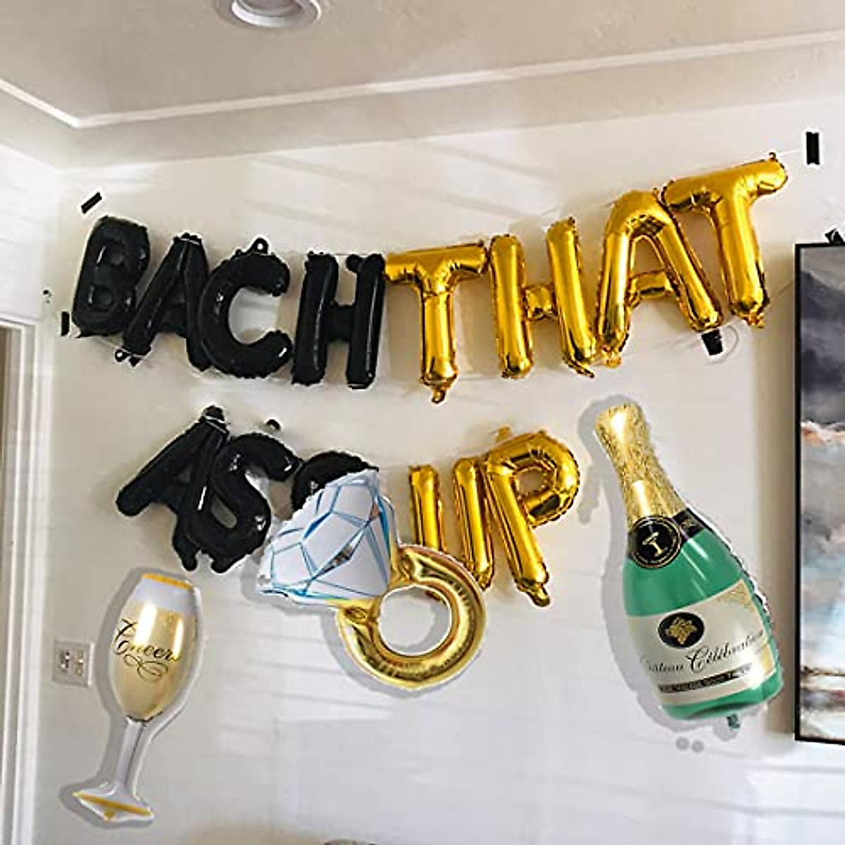 HEETON Bachelorette Party Bach That Balloon Banner Brunch Bridal Shower Party Decorations Nash Bachelorette Party Sign Gold Floral Decorations for Bridal Bridegroom Shower Bubbly Bar