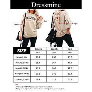 Dressmine Women's Los Angeles Hoodie Long Sleeve Vintage Graphic Sweatshirt Casual Print Letter Pullover Apricot XL