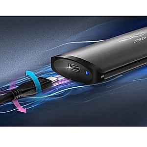 ADATA SE760 1TB SuperSpeed USB 3.2 Gen 2 USB-C Up to 1000 MB/s External Portable SSD Black (ASE760-1TU32G2-CBK)