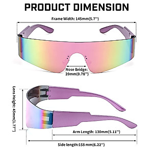 FEISEDY Futuristic Visor Punk Sunglasses Rimless One Piece Goggles Miorred Shades Women Men B2927