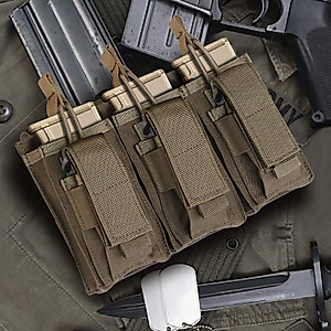 ELVO Tactical Molle Mag Pouch, Open-Top Molle Double/Triple Stacker 5.56 7.62 Magazine Pouches Holder Carrier for Rifle M4 M14 G36 HK416 AR-15 and Glock 17 19 M1911 9MM Magazines Holster