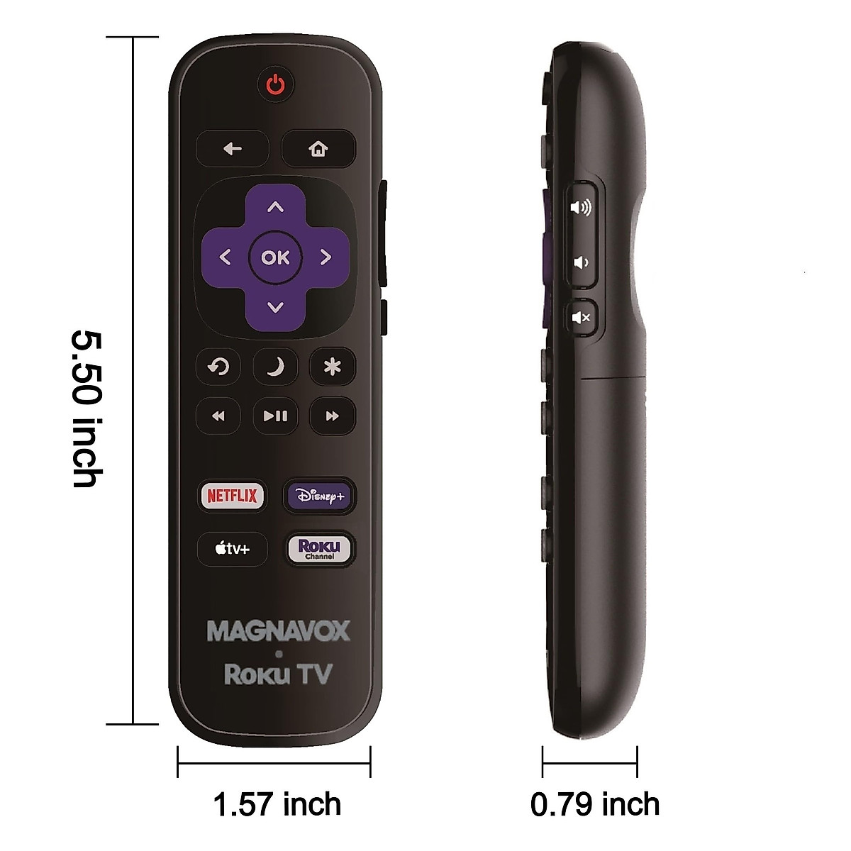 OEM Replacement Remote Control Compatible with All Magnavox Roku Smart TVs【Only Works with Magnavox Roku TV, Not for Roku Stick and Roku Box】 ((Netflix/Disney Plus/Apple TV+ / Roku Channel))