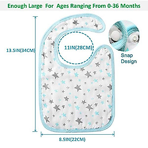 Little Grape Land 1OO% Cotton Muslin Bib 9 Pack, 8 Layers Breathable Adjustable Snaps Fits Babies and Toddlers 0-36 Months, Machine Washable Bib for Boys Girls - Colorful Stars & Stripe