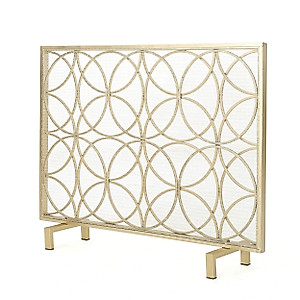 Christopher Knight Home Valeno Single Panel Iron Fireplace Screen, Gold