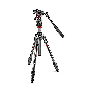 Manfrotto MVKBFRTC-LIVEUS Befree Live Carbon Fiber Video Tripod Kit with Fluid Head, M-Lock Twist Leg Locks, Black