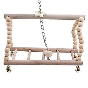 ShanLily Wooden Bird Parrot Swing Chewing Toys-Hanging Bell Bird Cage Toys Suitable for Small Parakeets, Cockatiels, Conures, Budgie,Macaws, Parrots, Love Birds