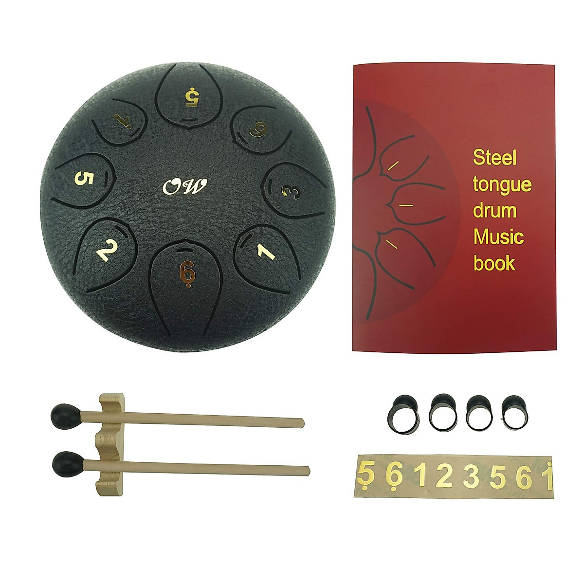 6 inches C Major Steel Tongue Drum Black 8 Notes Tank Drum with Couple of Mallets, Beautifully Finished and Peaceful Sound, Ideal for Meditation and Healing, Easy to Learn and Play,Christmas Gift Idea