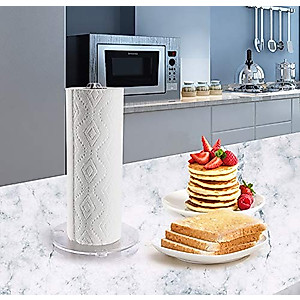 Paper Towel Holder Stand Roll Dispenser One-Handed Tear for Jumbo & Standard Paper Towel Rolls Clear Kitchen Countertops,Bars &Dining Tables